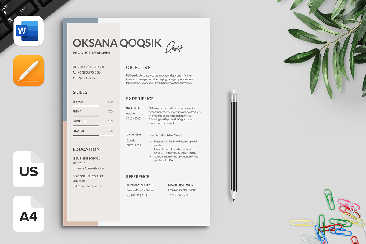 Customizable CV / resume template