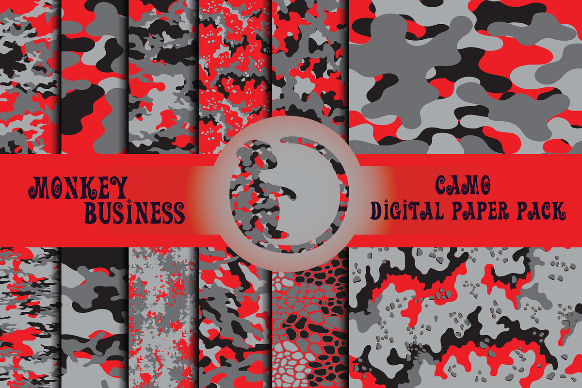 Red and grey camouflage patterns, a Pattern Graphic by Monkey Business