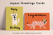 Joyous Animal Greetings Cards, a Card Template by Emma Make | Creative ...