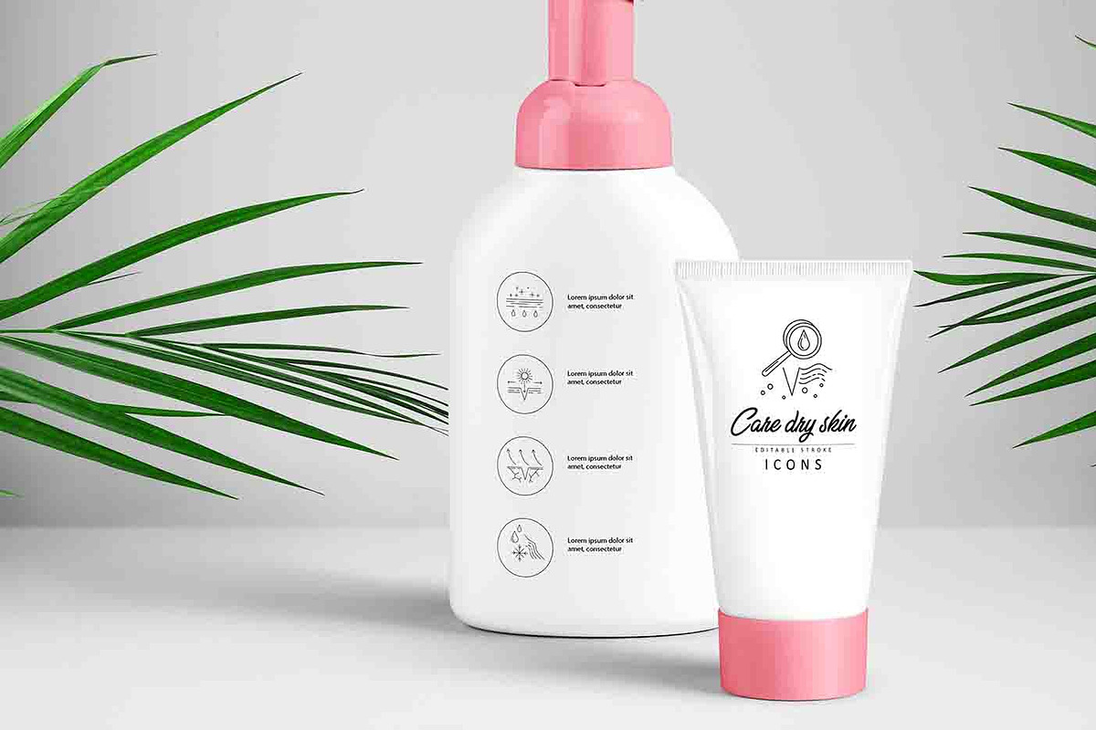 Care dry skin icons collection, an Outline Icon by Merfin