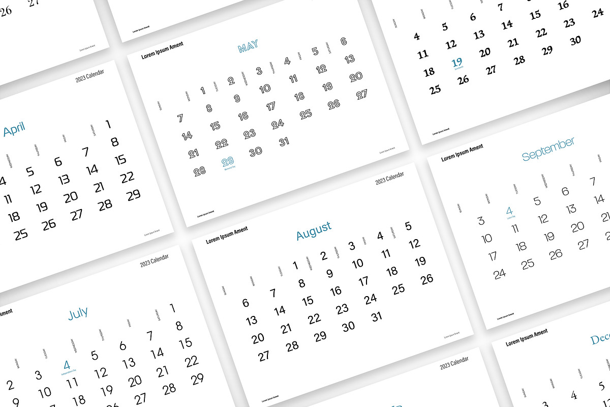 2023 Typography Calendar, a Stationery Template by McLittle Stock