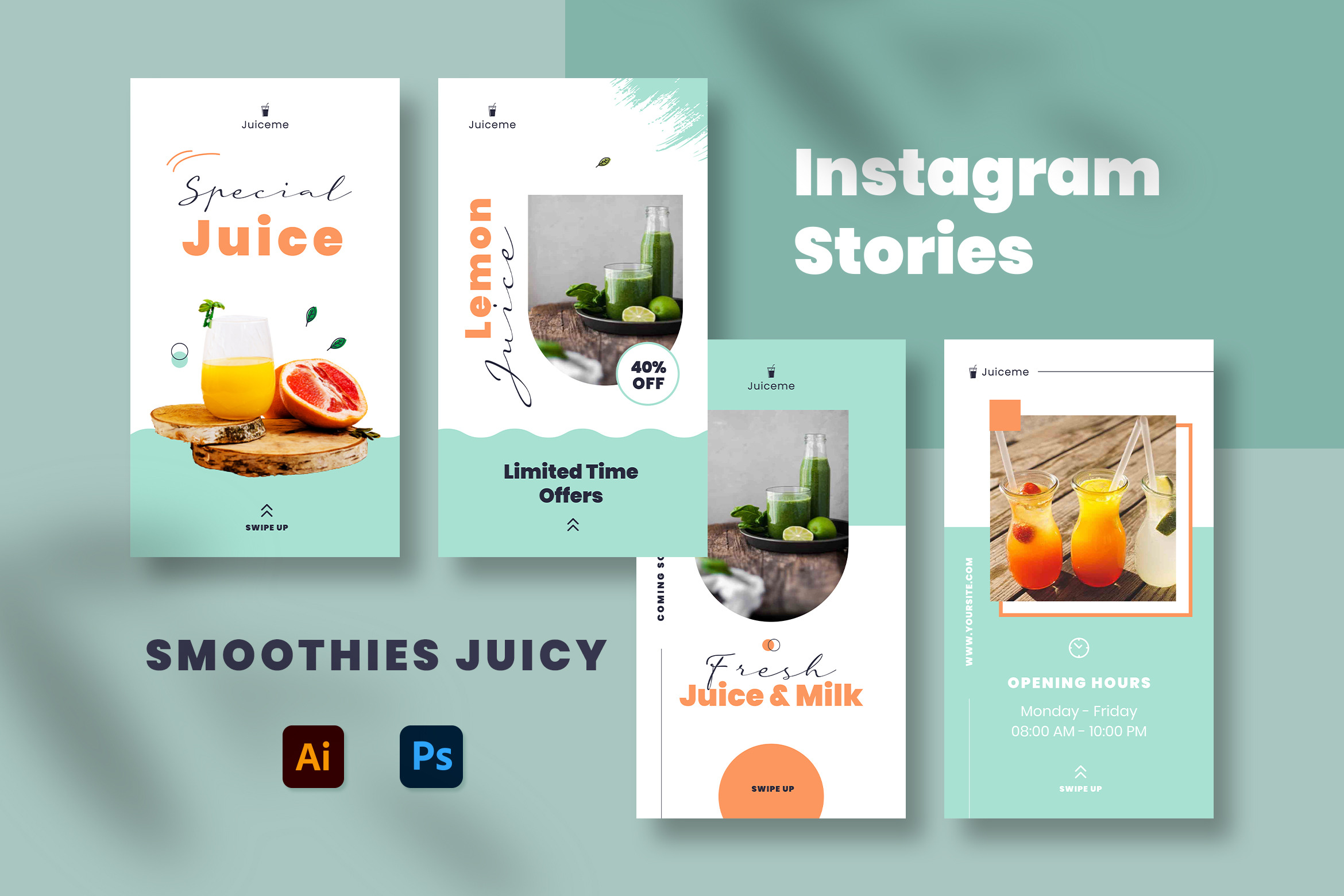 Smoothies Juicy Instagram Stories, a Social Media Template by MikroType Std