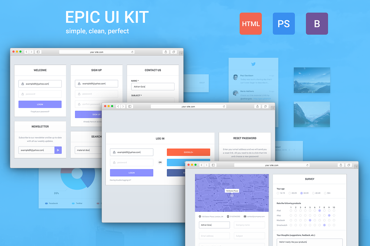 Epic UI Kit + Bootstrap Theme, an UI Kit Template by EpicShop