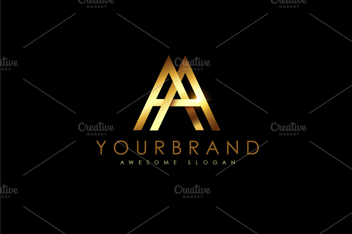 Golden AA Logo, a Branding & Logo Template by Creativa