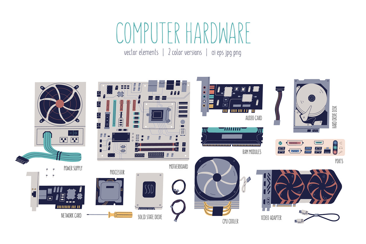 Computer hardware set, a Technology Illustration by Good Studio