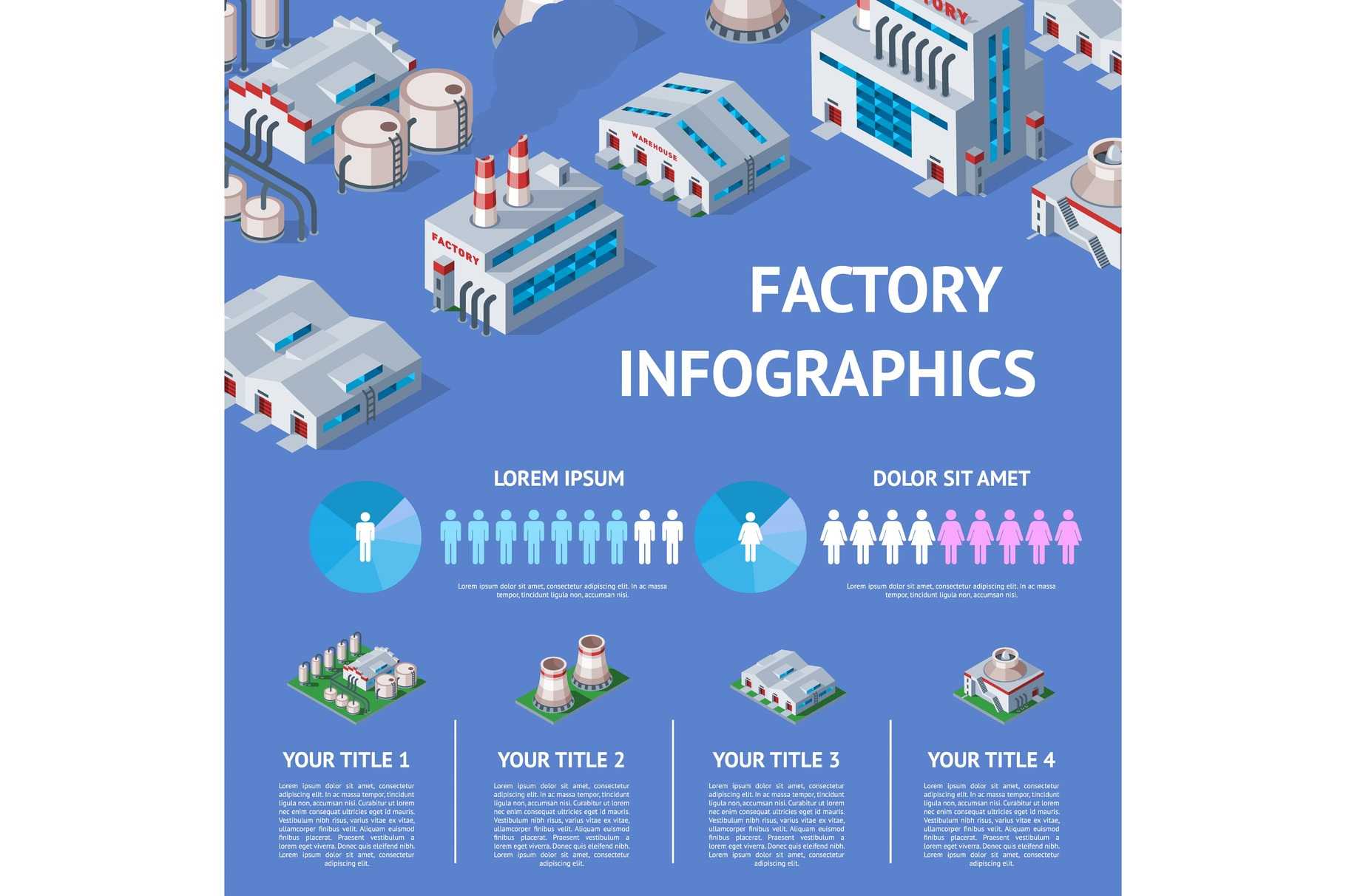 Factory vector industrial building, an Object Illustration by RocketArt
