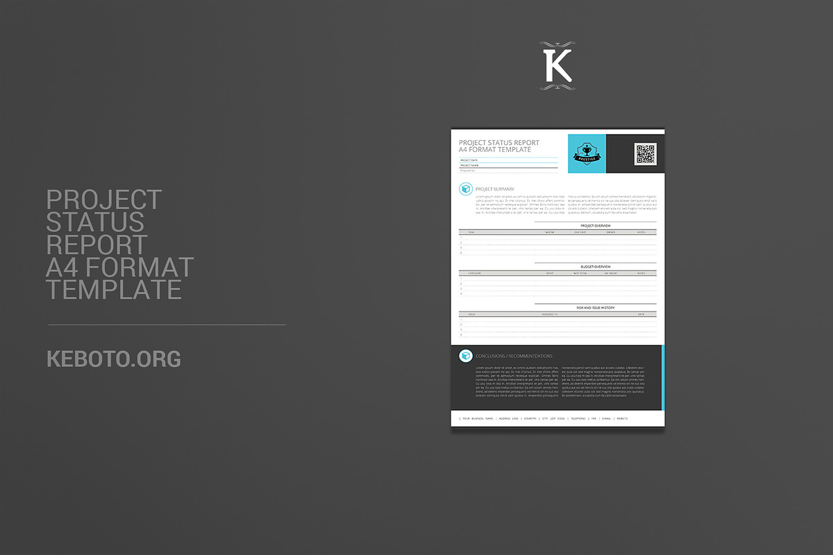 Project Status Report A4 Format, a Templates & Theme by Keboto