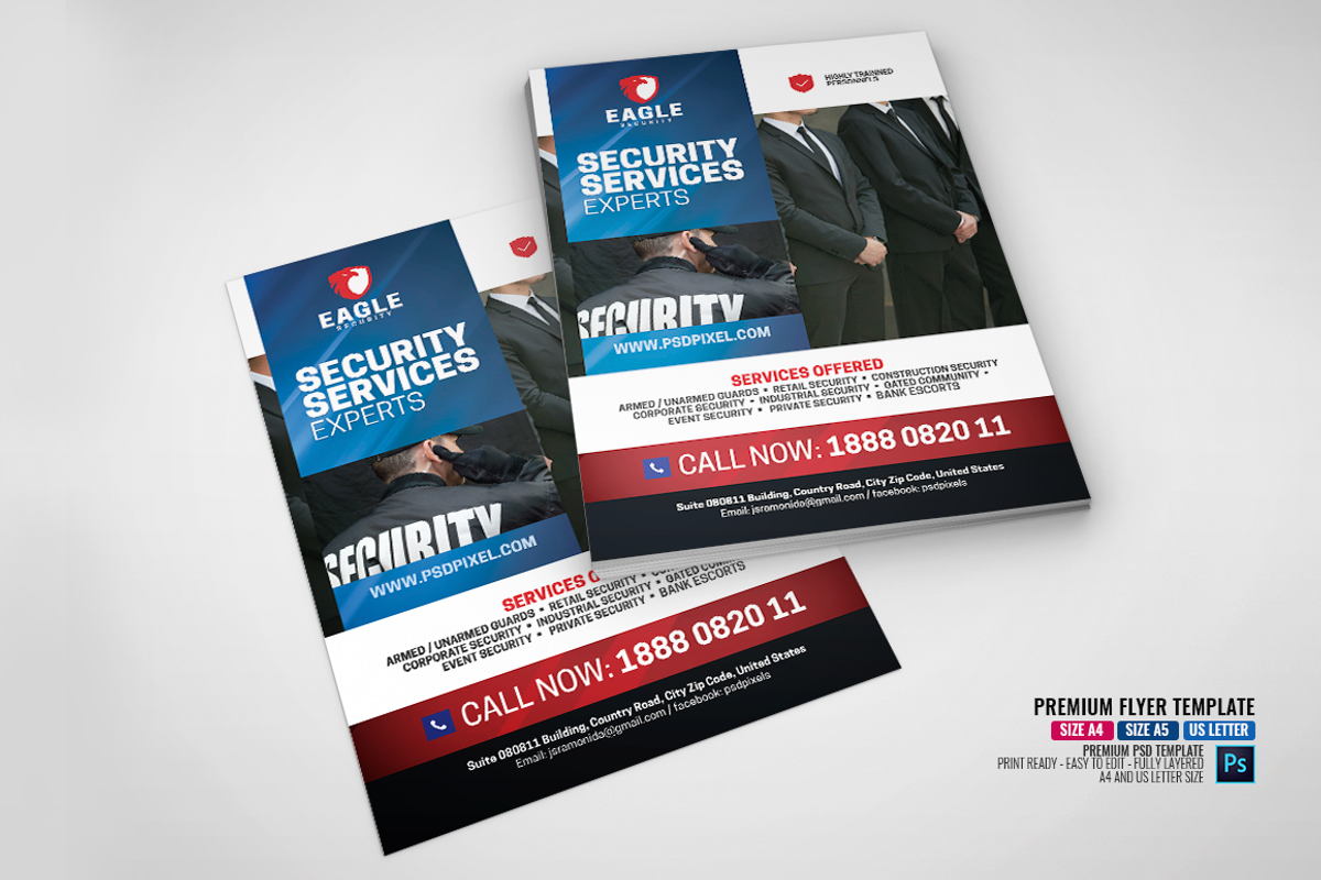 Private Security Company Flyer, a Flyer Template by PSDPixel