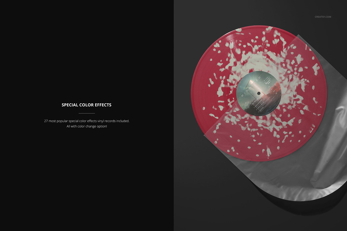 Trans. Vinyl Record in Sleeve Mockup, a Merchandise Mockup by creatsy5