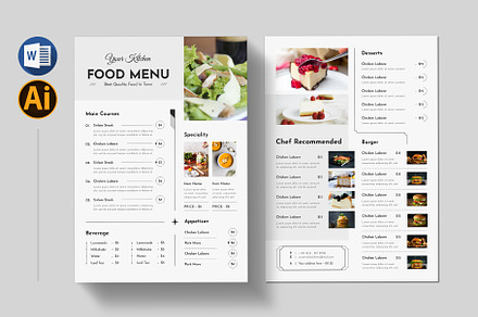 Digital Food Menu Template | Stationery Templates ~ Creative Market