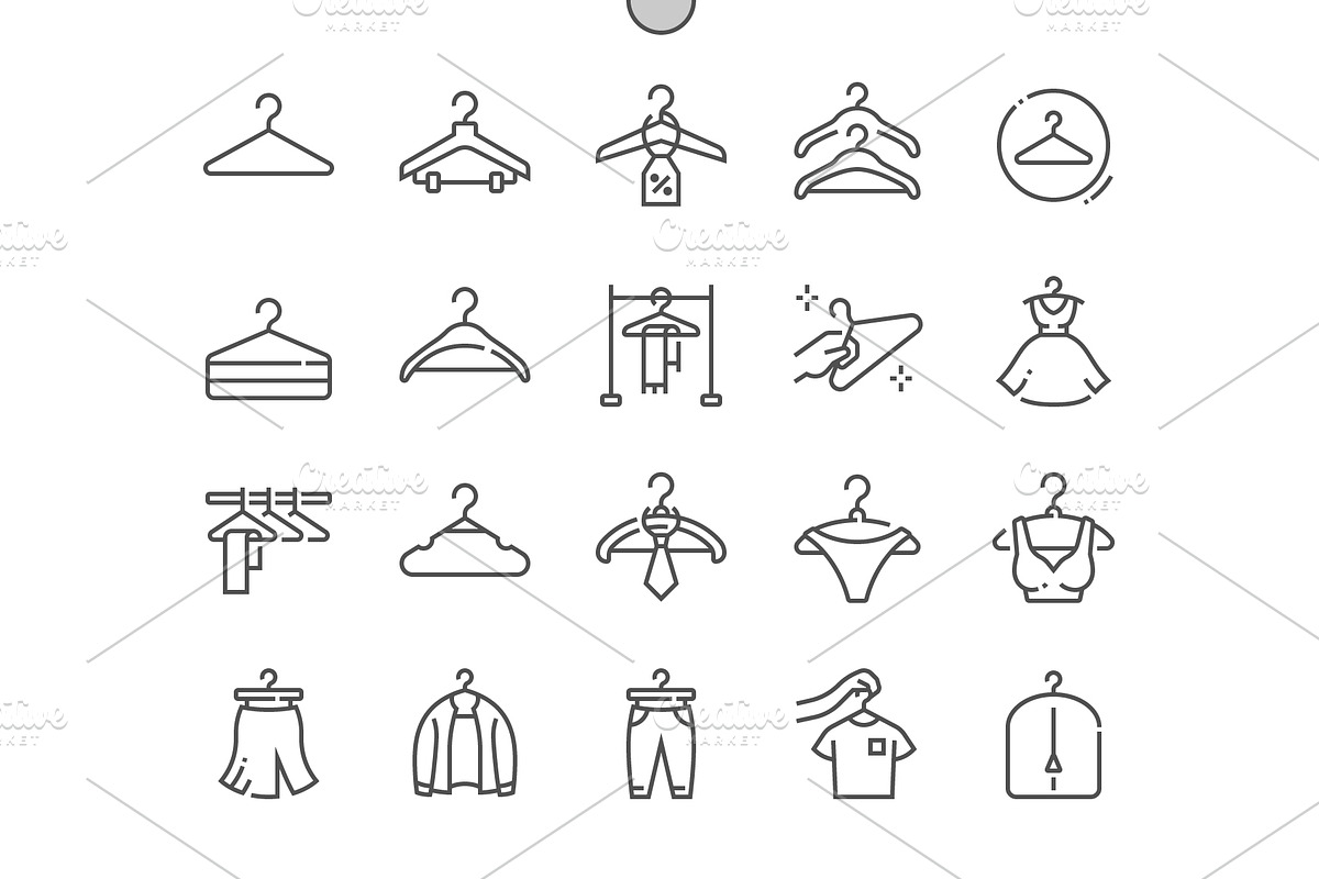 Clothes hanger Line Icons, an Object Graphic by Palau