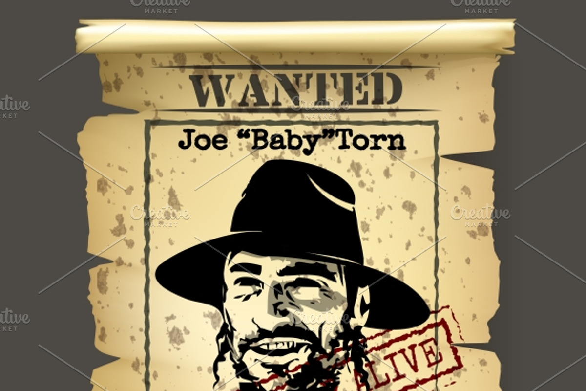 Wild west style wanted poster, an Illustration by Microvector