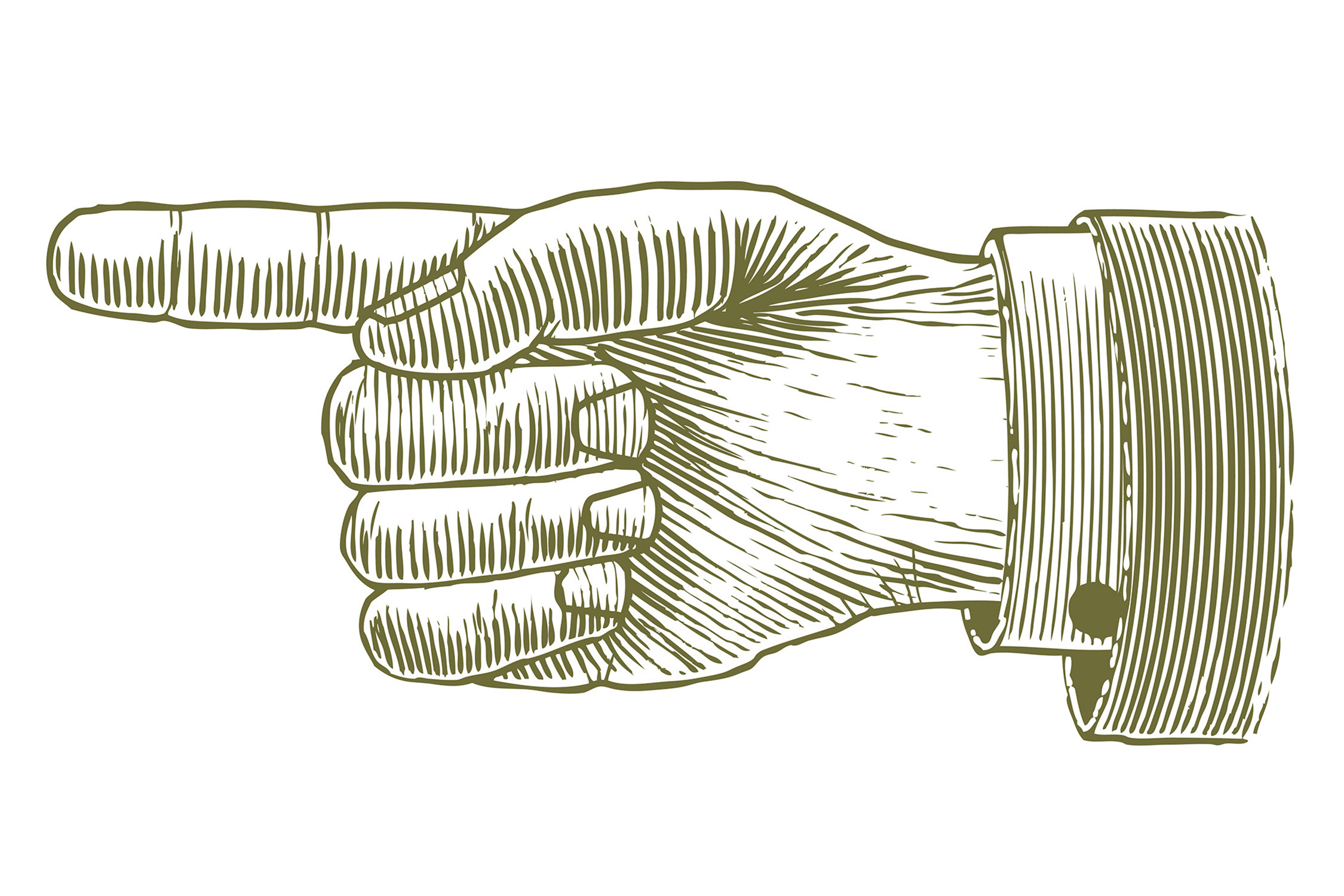 Woodcut Hand Pointing, an Illustration by blue67sign