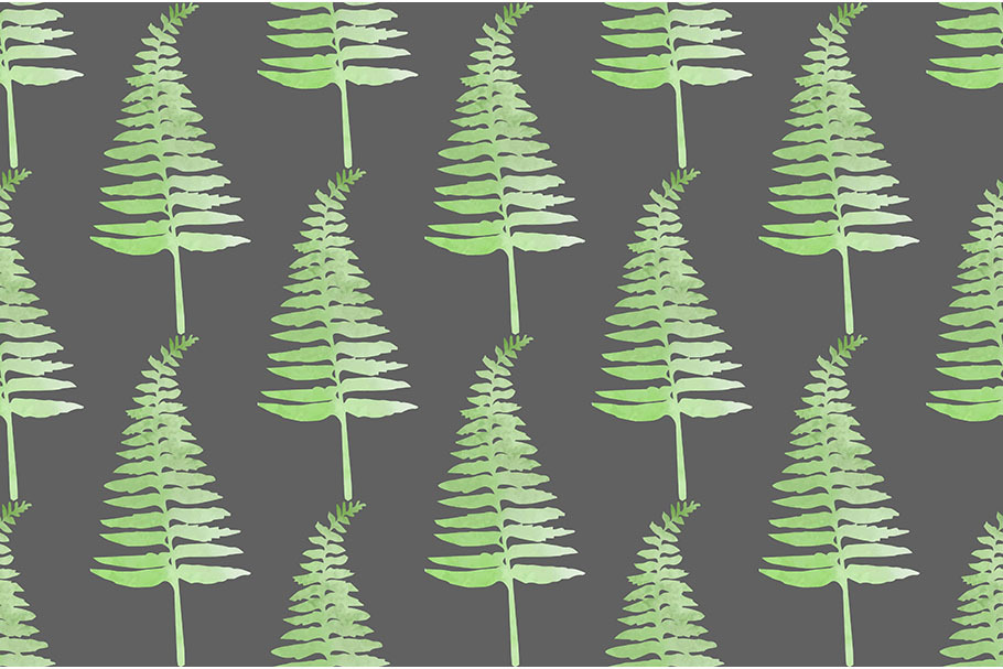 Seamless pattern of watercolor ferns, a Background Graphic by Aromeo