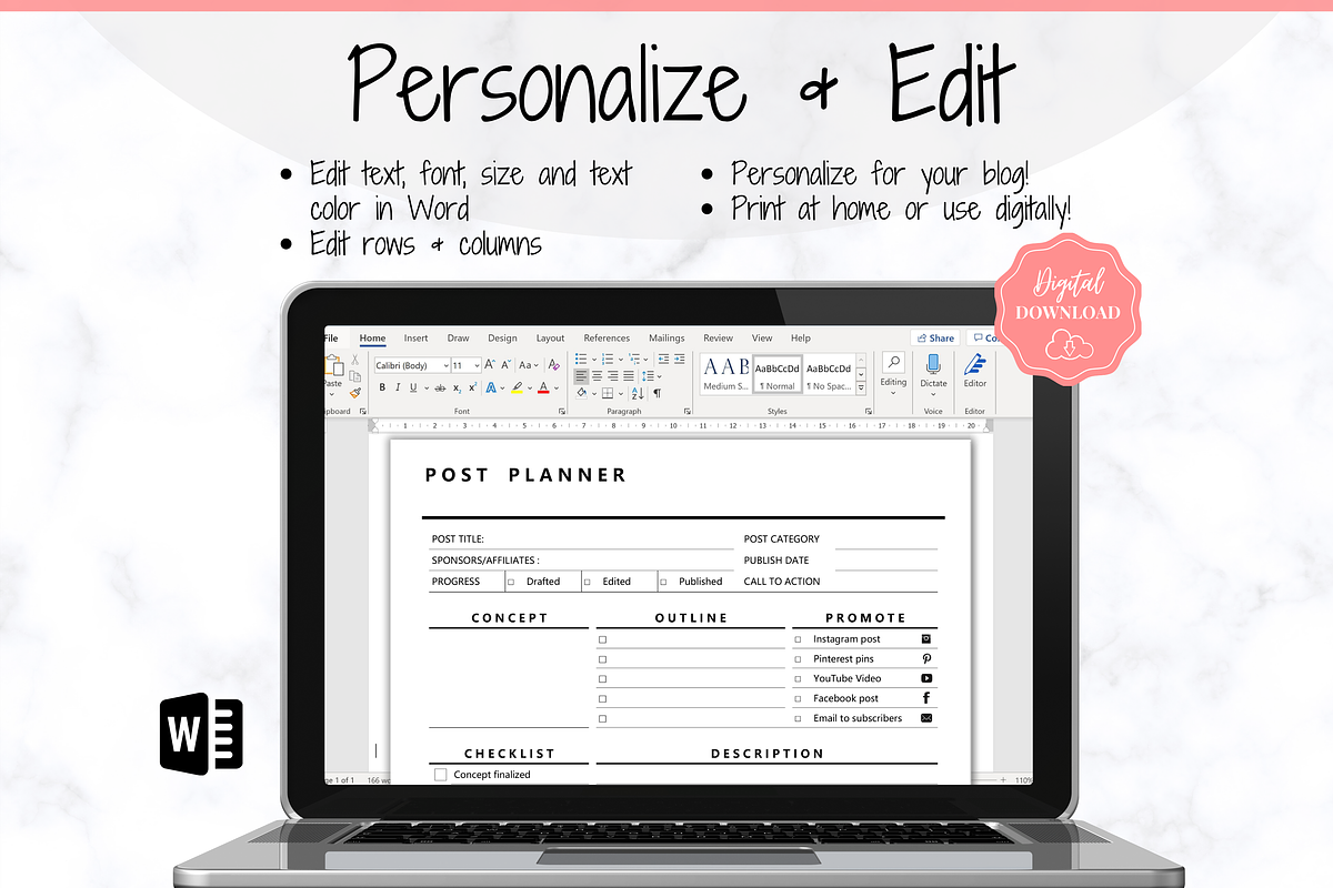 Editable Blog Post Planner Template