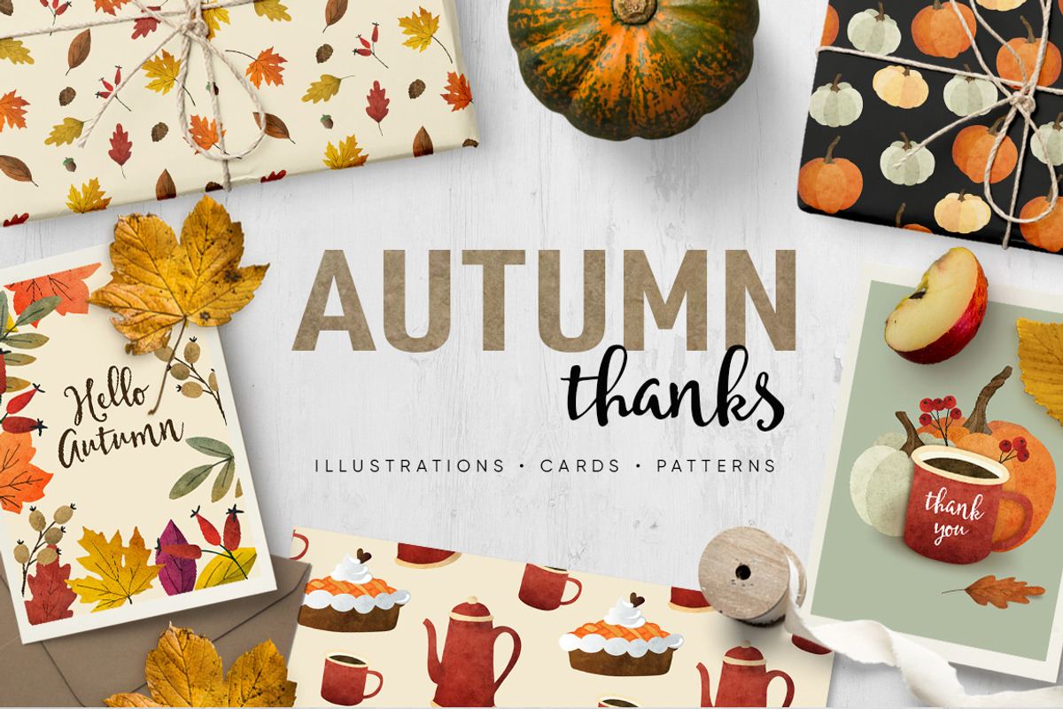 Autumn thanks illustrations, pattern, a Decorative Illustration by ...
