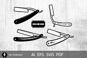 Set of barber razors and blades, an Object Graphic by Vectorhight