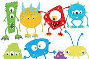monster clipart commercial use, an Illustration by PrettyBundles