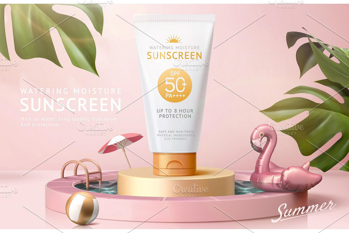 Sunscreen ad template | Creative Market