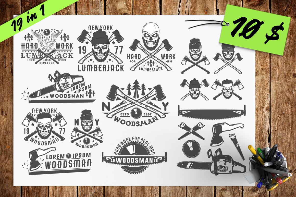 19 in 1 Set of Lumberjack | Graphics ~ Creative Market