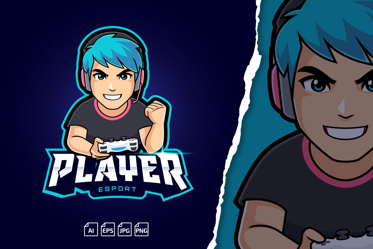 Pro Player Esport Gamer Logo Mascot, a Branding & Logo Template by ...