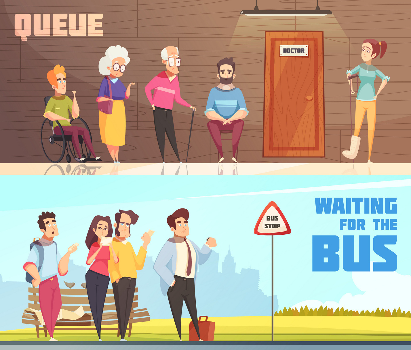 People in queues banners | People Illustrations ~ Creative Market