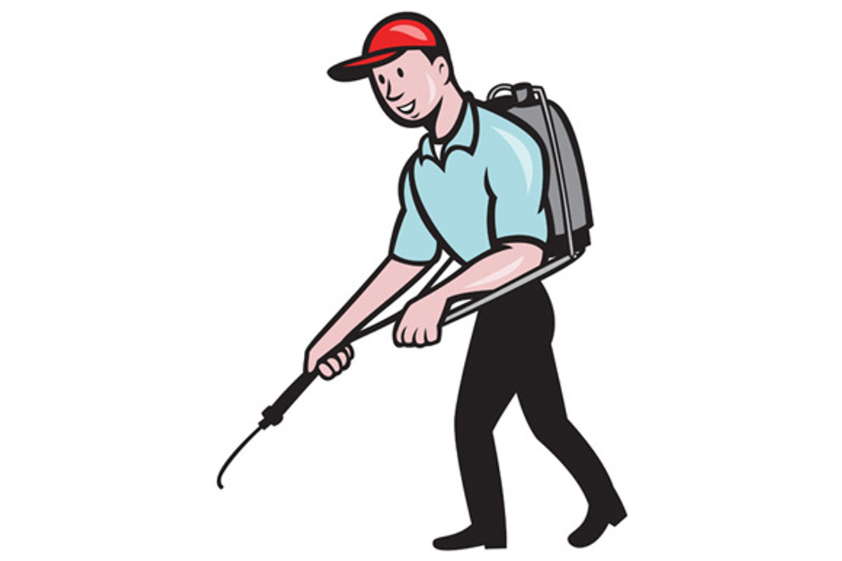 Pest Control Exterminator Spraying, an Illustration by patrimonio