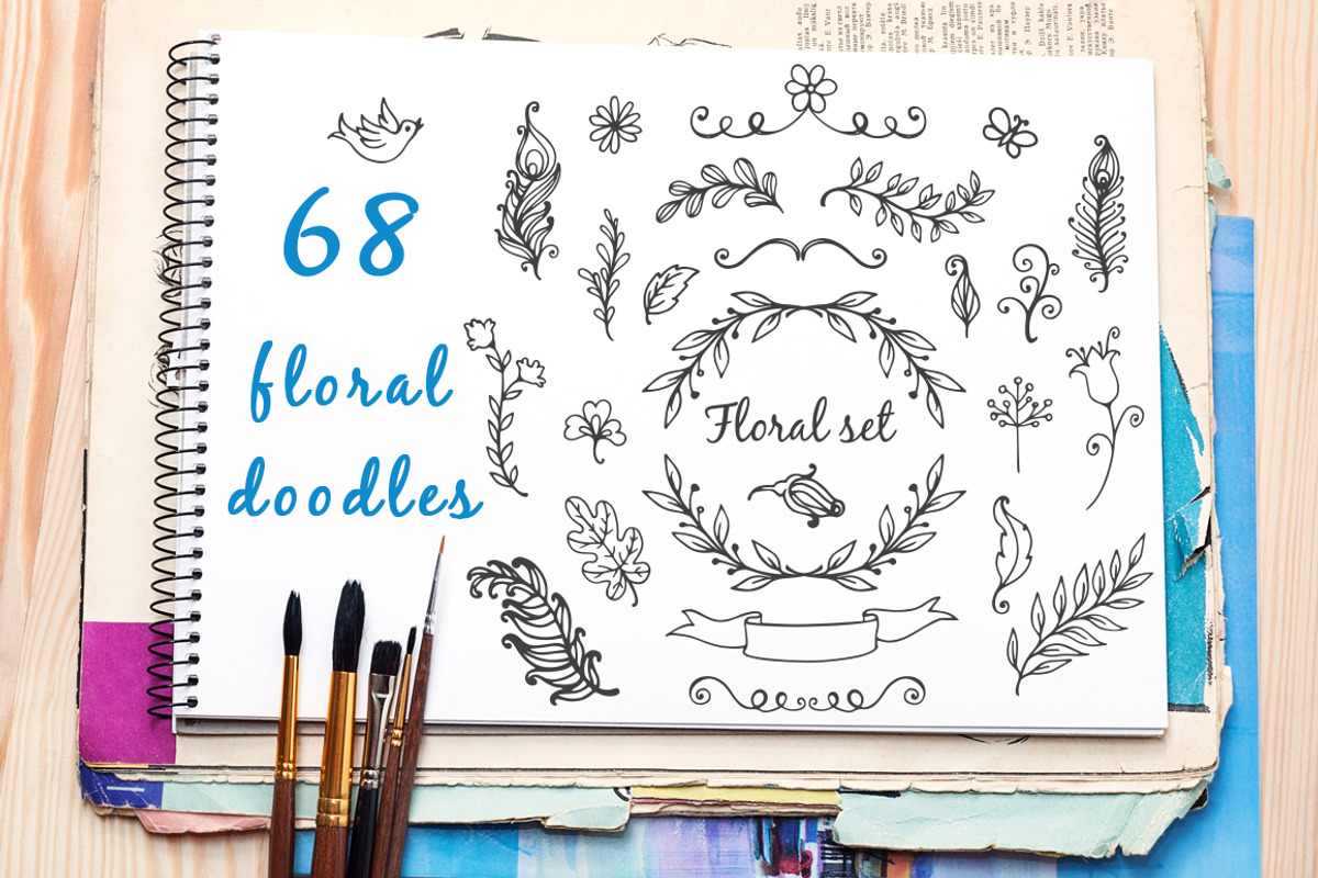 Set of Floral Doodles, a Decorative Illustration by Artspace