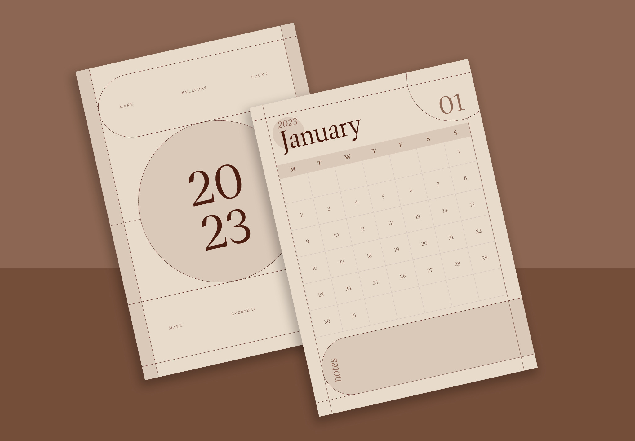 Modern Minimal 2023 Calendar Templat, a Print Template by wavebreak