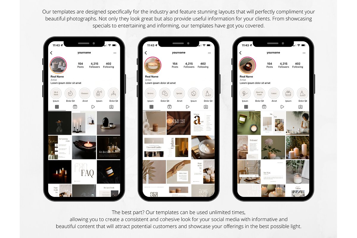100 Candle Social Media Posts, a Social Media Template by PatternLab.
