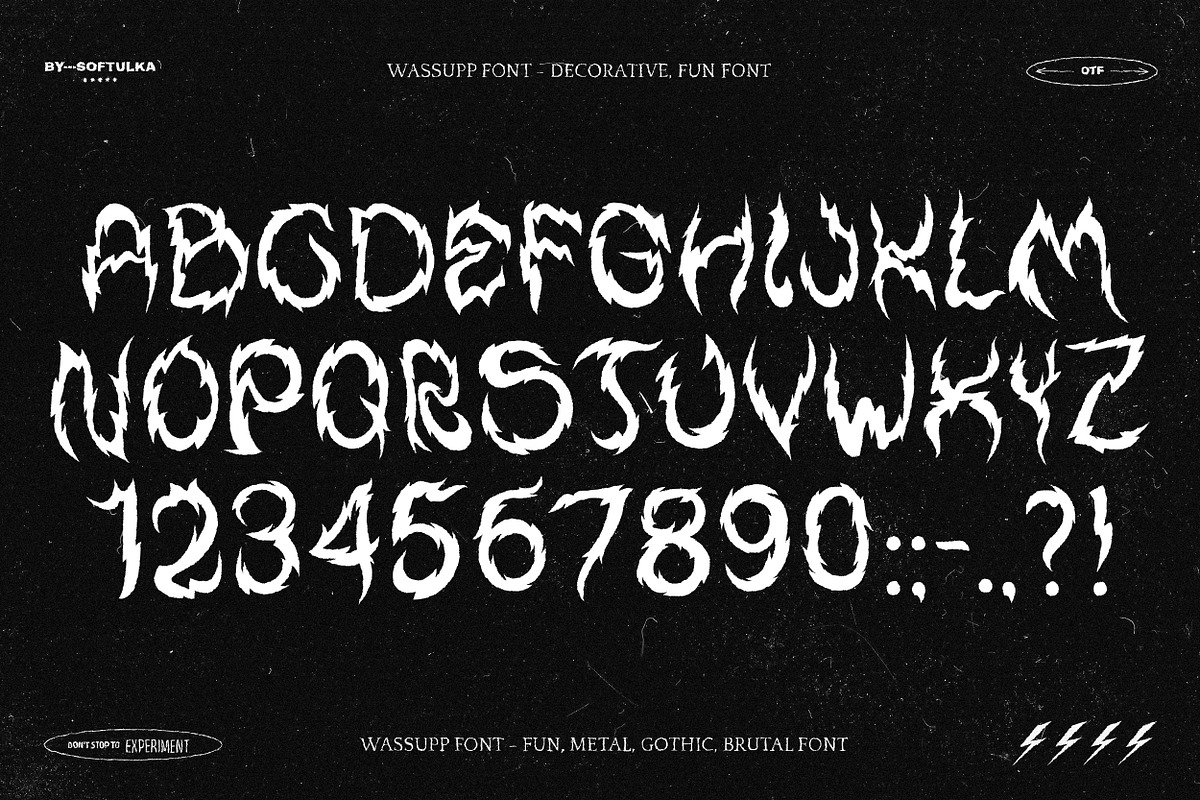 Wassupp font - Brutal Bold Font, a Font by softulka