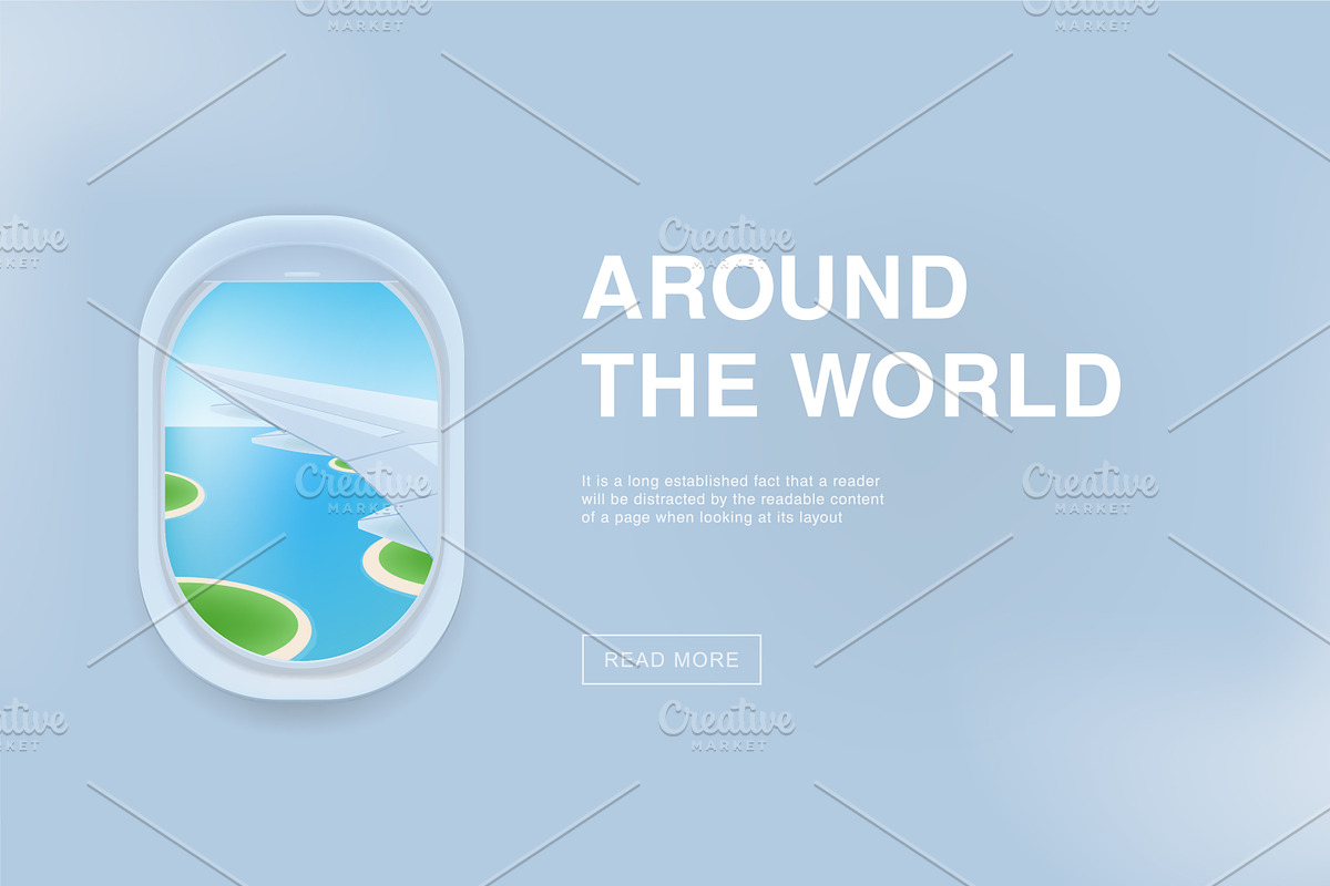 Airplane window banner, a Transportation Illustration by Good Studio