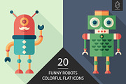 Funny robots colorful flat icon set | Icons ~ Creative Market