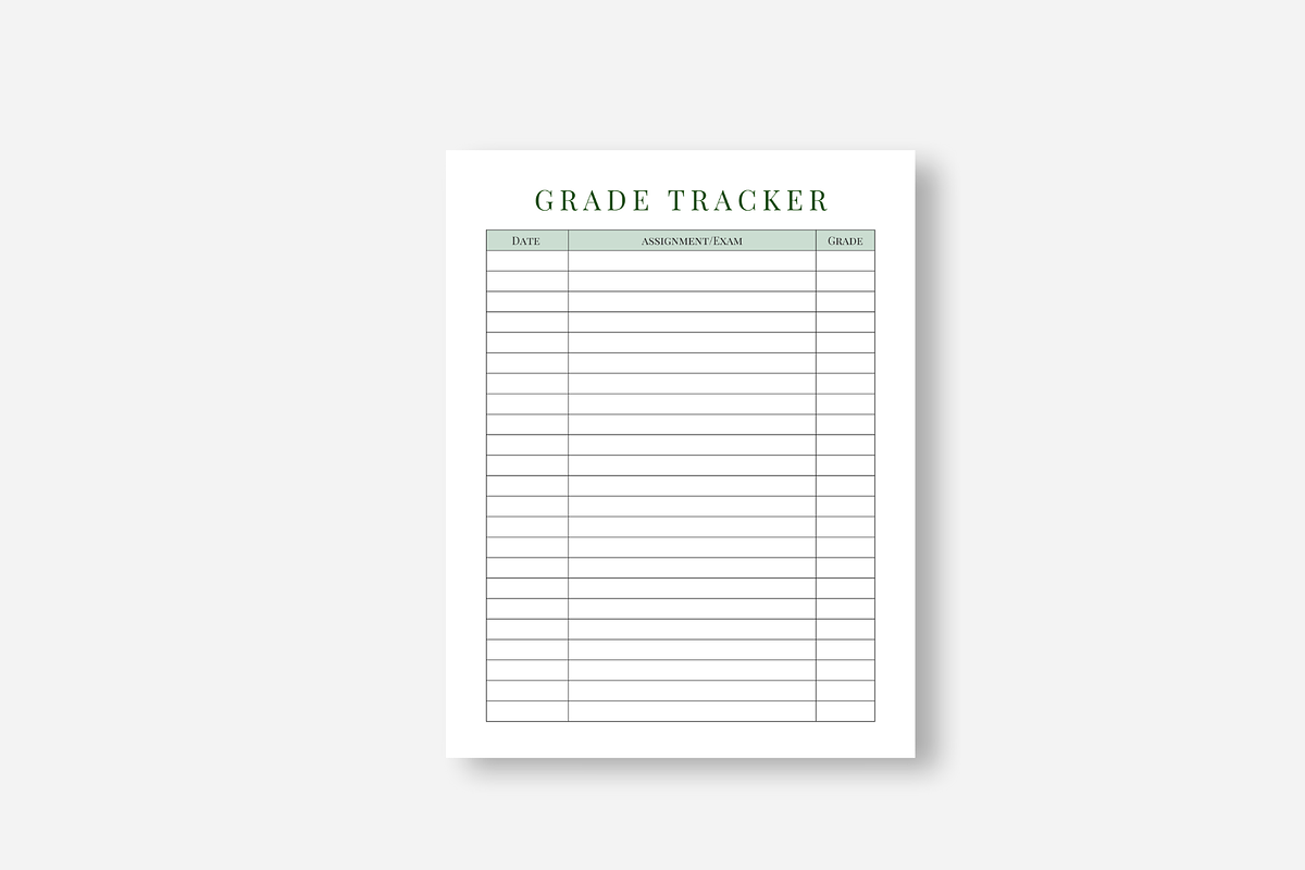 Student Grade Tracker Printable, a Stationery Template by The Chaos Project