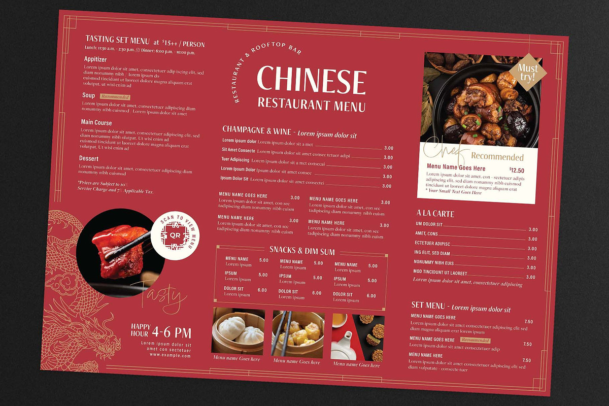 Chinese Restaurant Menu Layout, a Flyer Template by BrandPacks