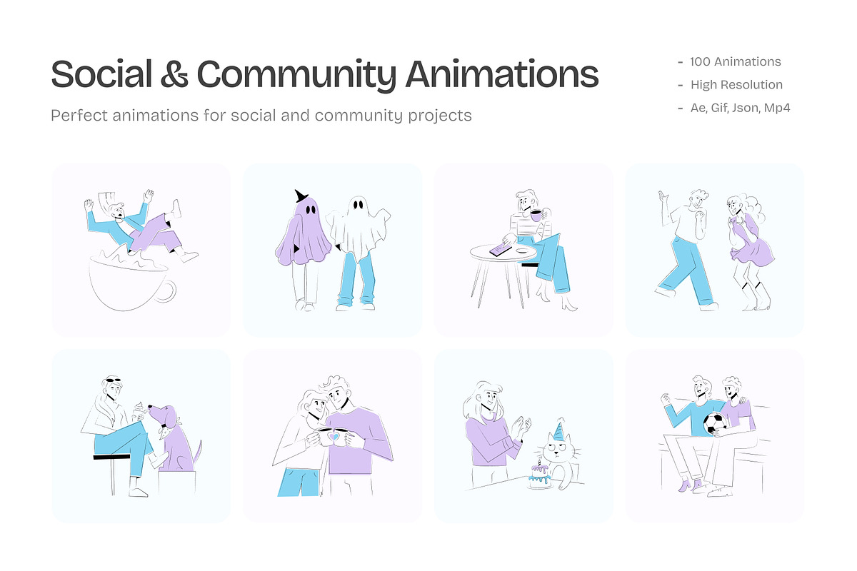 100 Animated Social and Community