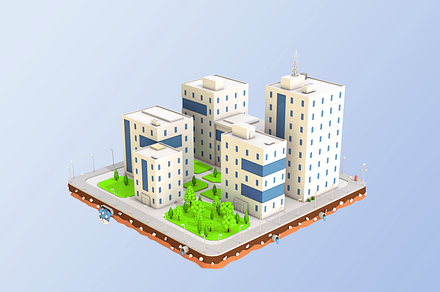 Low Poly City Block | 3D Model Architecture ~ Creative Market