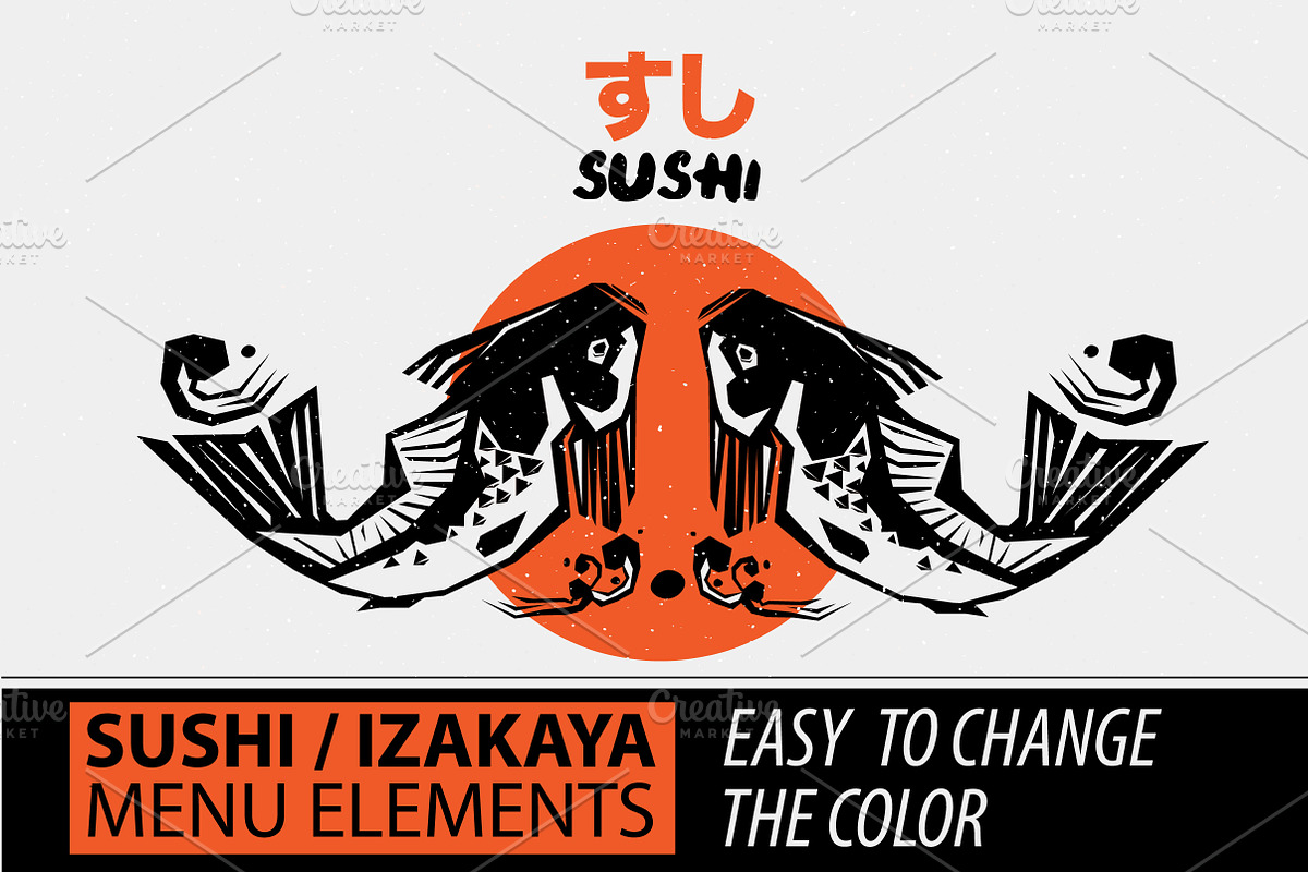 Papercut Style Sushi Elements, a Food Illustration by Astro Circo