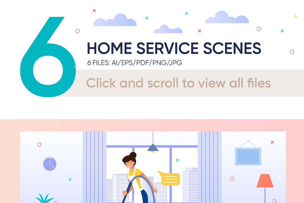 Home Service Vector Scenes, an Object Illustration by PavelVinnik ...
