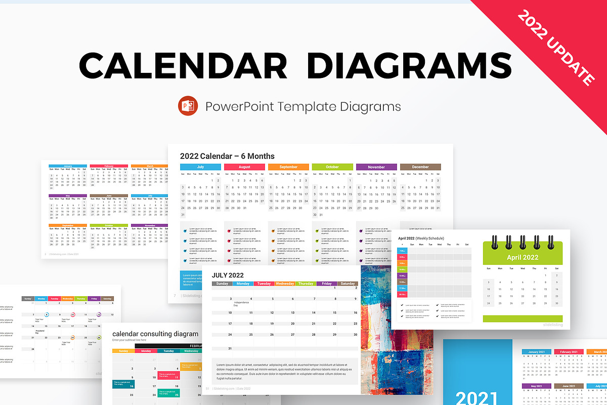 2022 calendar PowerPoint diagrams