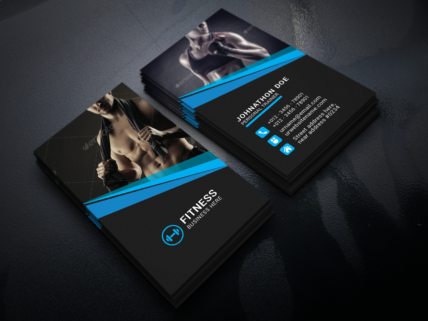 Fitness Business Card, a Business Card Template by Creative_Arts