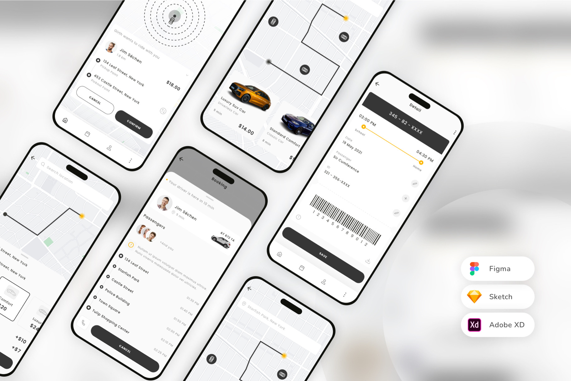 Taxi Booking Mobile App UI Kit, an UI Kit Template by uicube