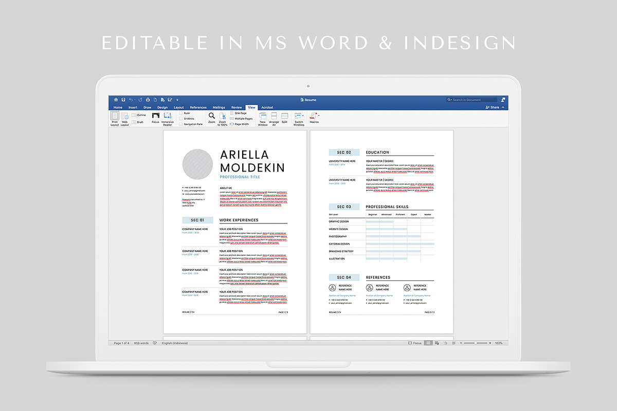 Resume | MS Word & Indesign, a Resume Template by Leaflove