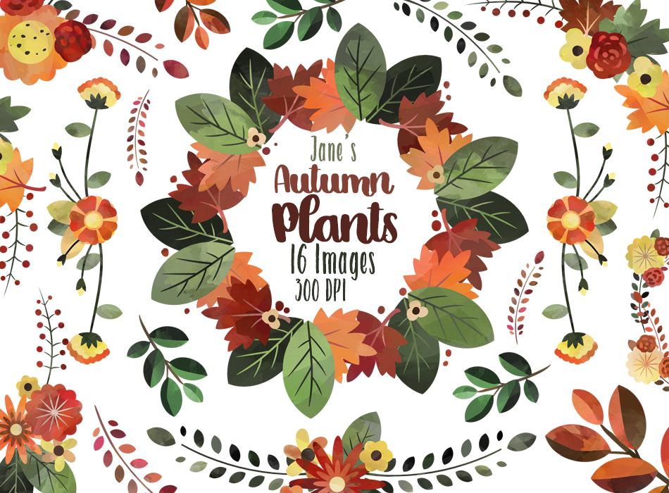 Autumn Floral Clipart, an Illustration by DigitalArtsi