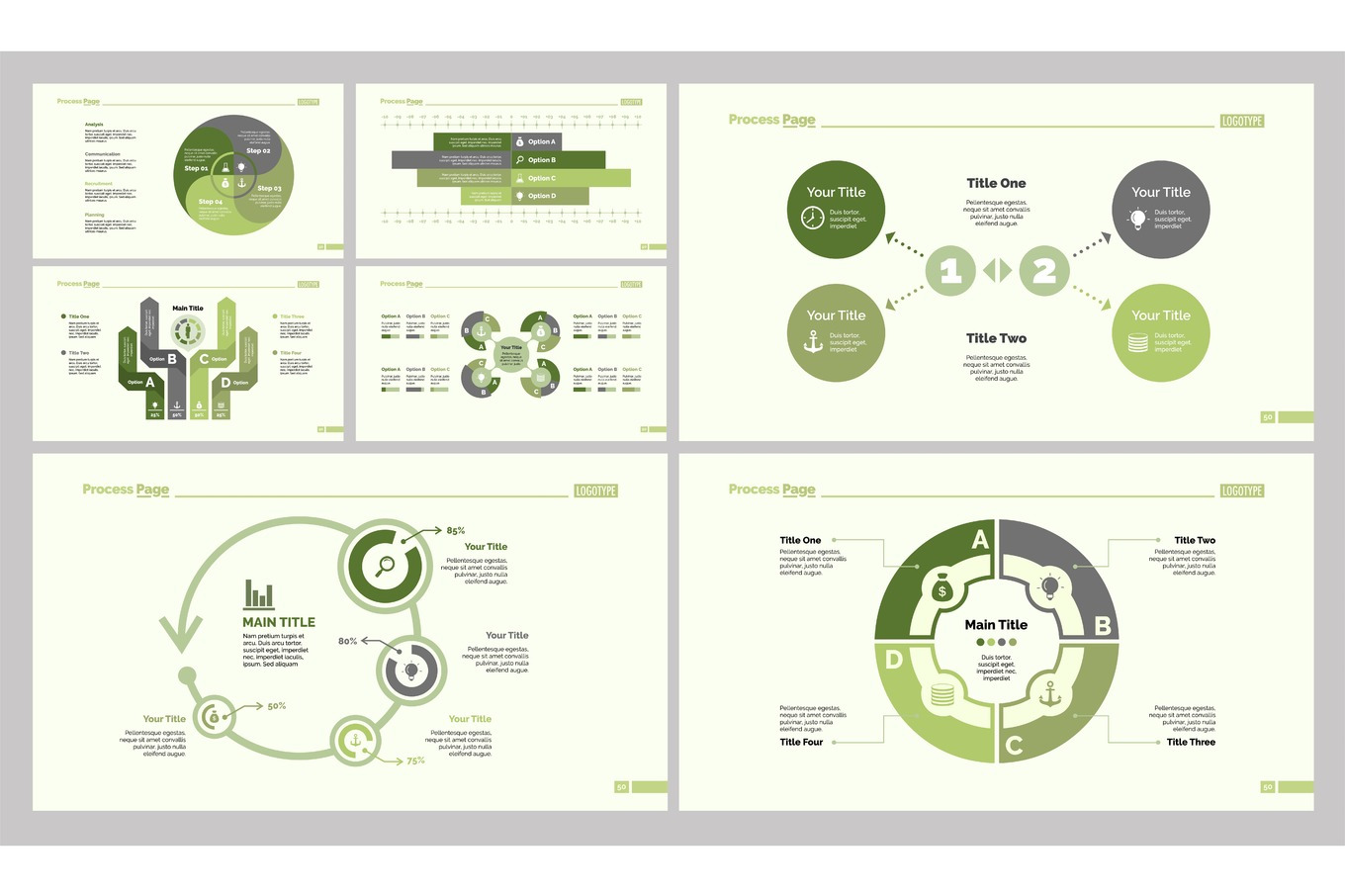 Seven Statistic Slide Templates Set, a Texture Graphic by SurfsUpVector