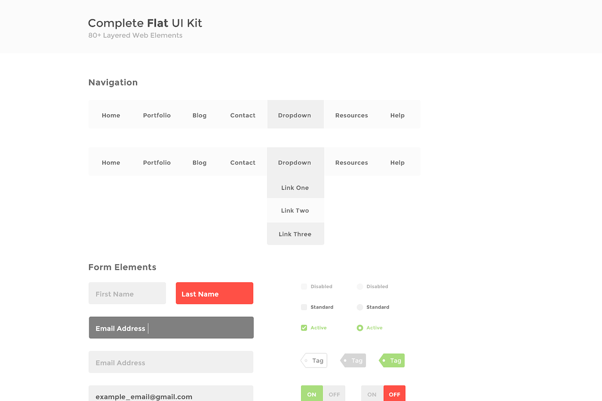 Complete Flat UI Kit (PSD), an UI Kit Template by Jamie Peak