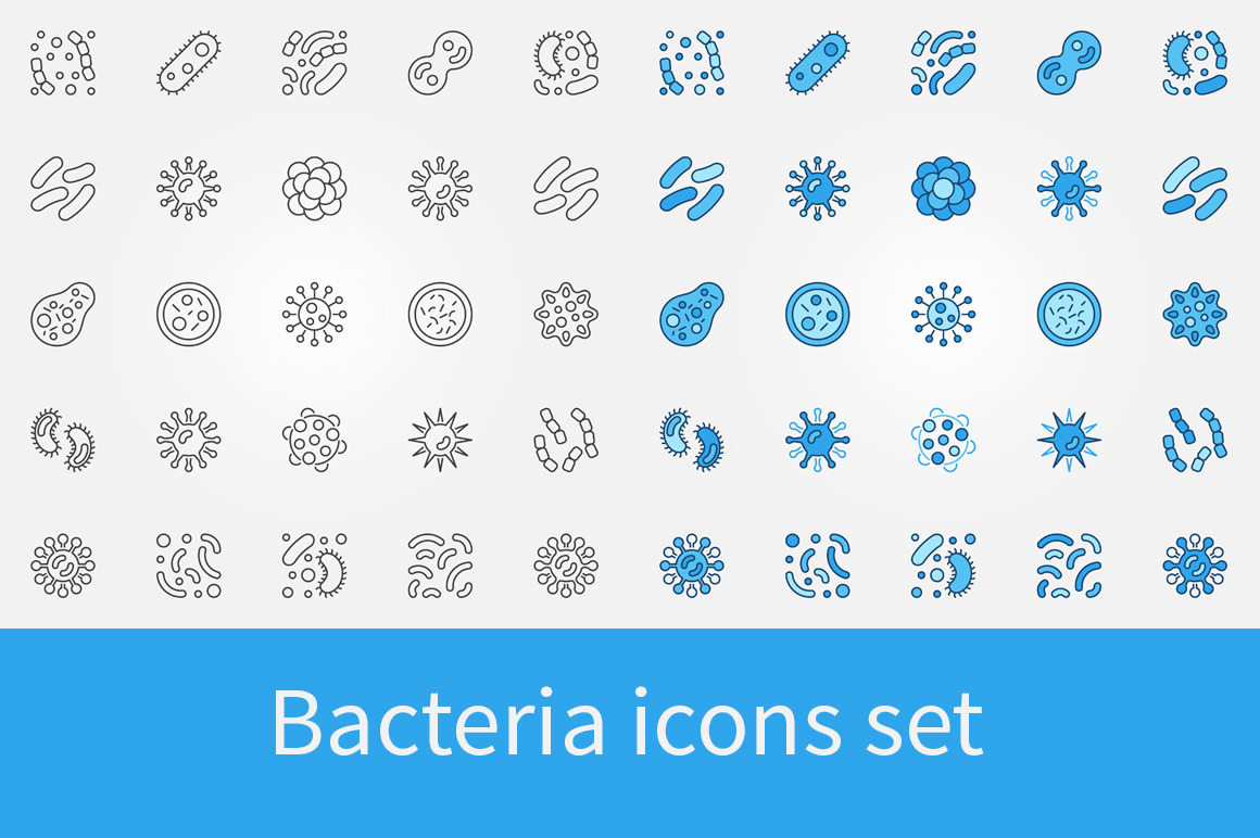 Bacteria icons set, an Outline Icon by VenomousVector