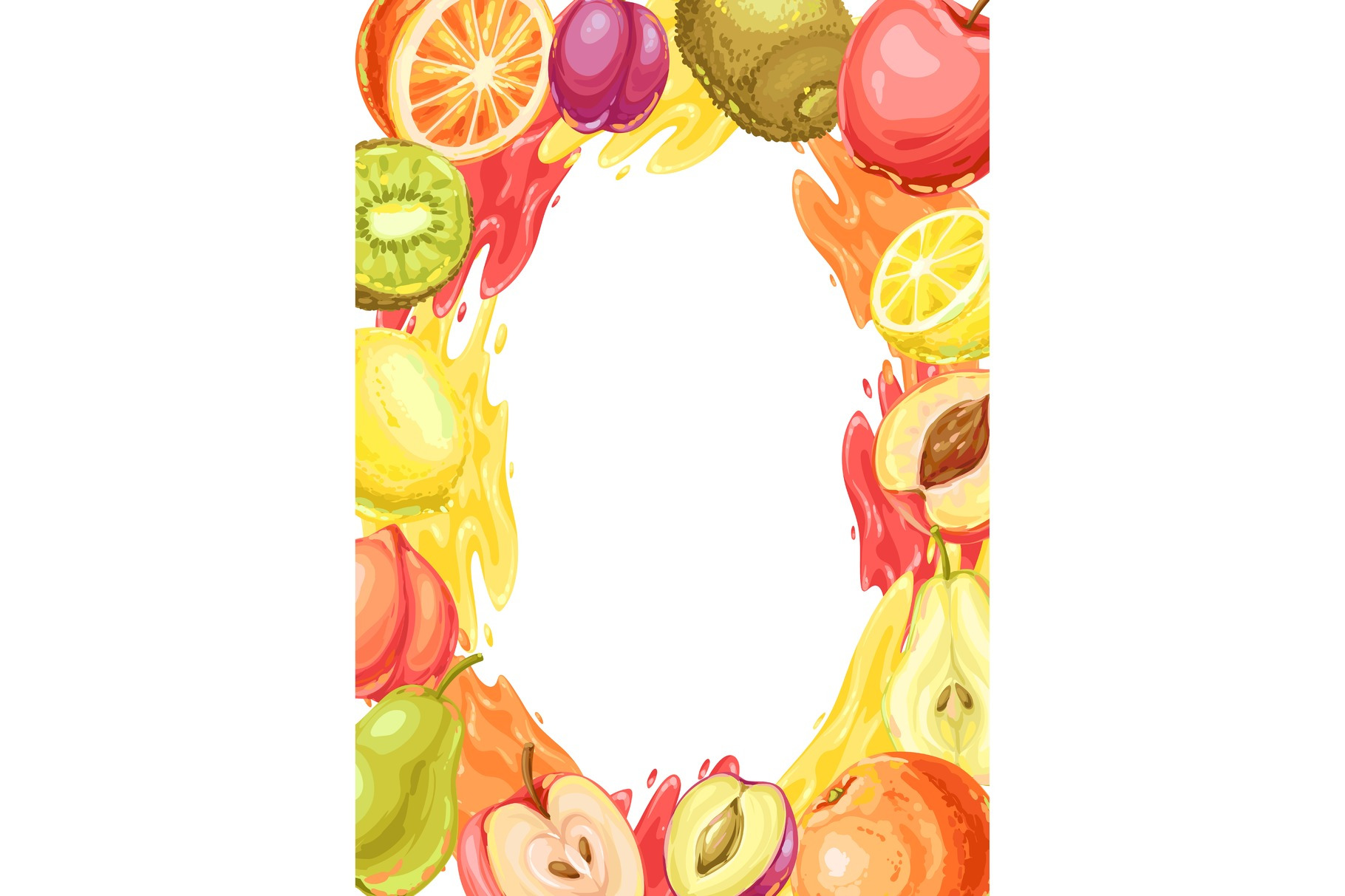 Frame with ripe fruits., a Food Illustration by incomible