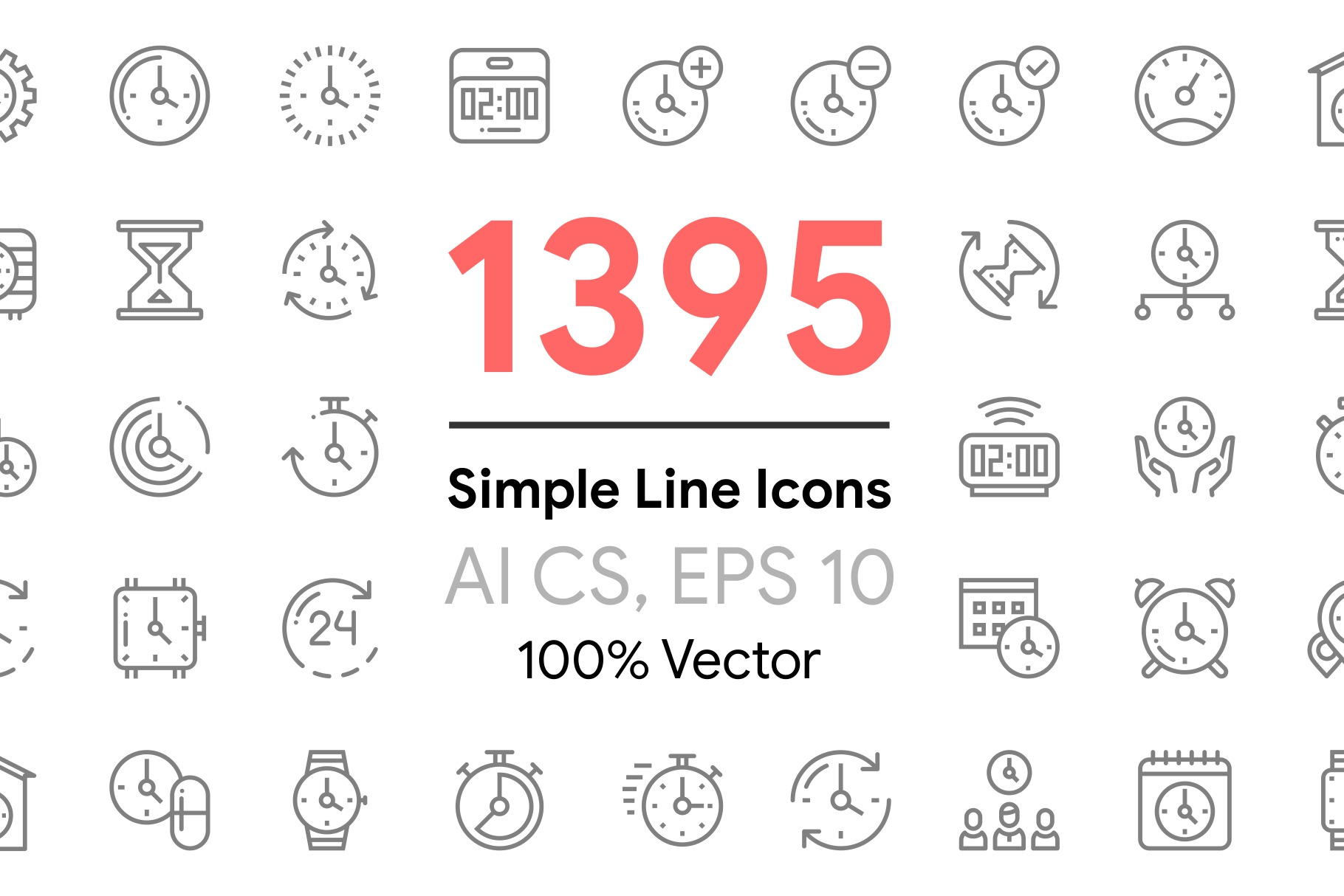 1395 Simple Line Icons Pack, an Outline Icon by karetniy