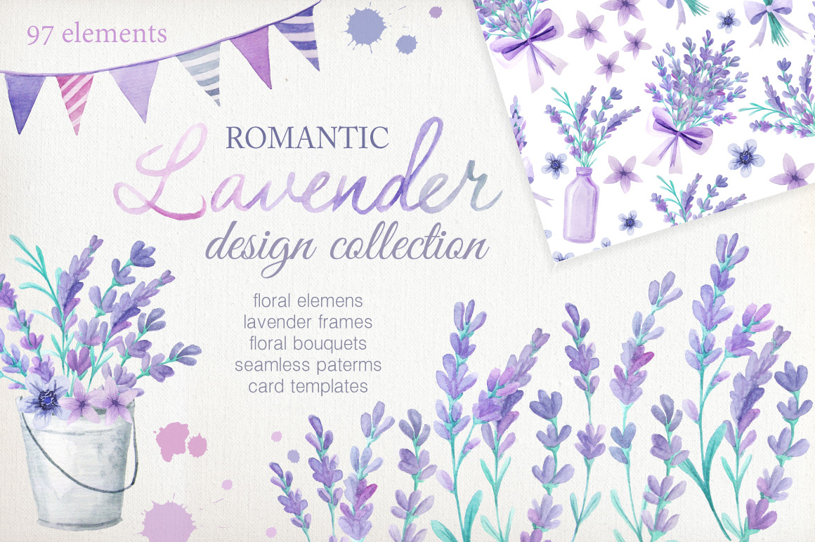 Watercolor Lavender Design Pack, an Illustration by LarysaZabrotskaya